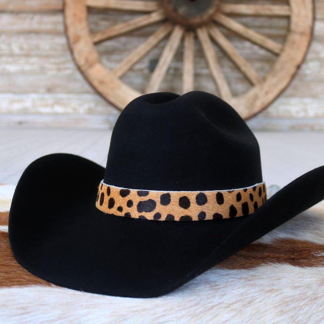 Spotted Print Leather Hat Band - Pebbles - Etsy