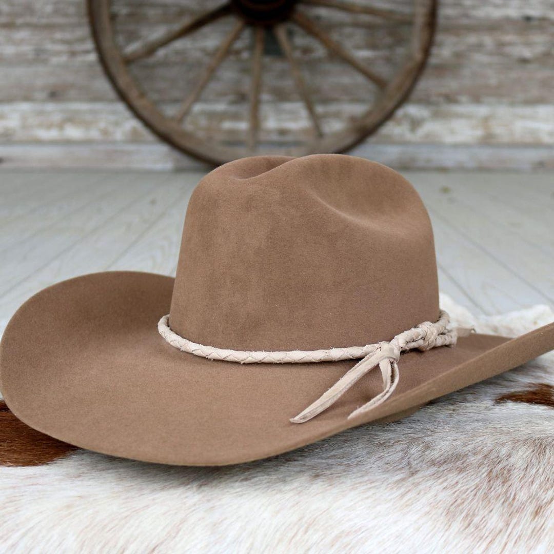 Light Taupe Braided Leather Hat Band - Etsy