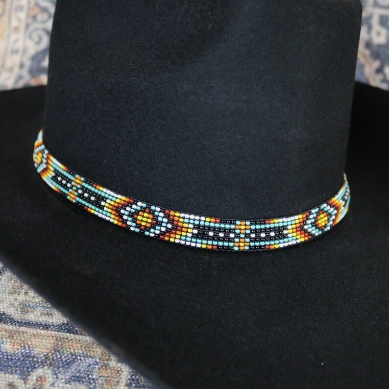 Western Beaded Hat Band Aztec - Etsy