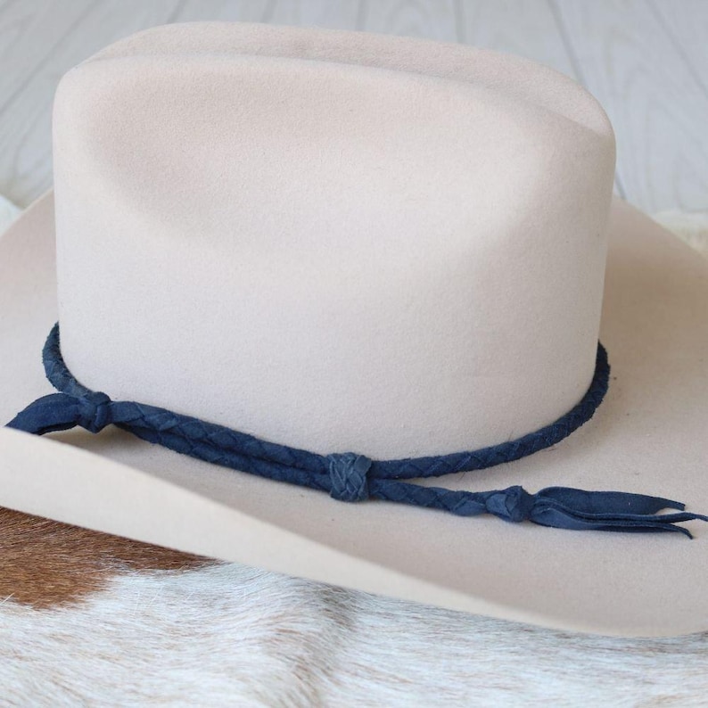 Midnight Blue Braided Leather Hat Band - Etsy