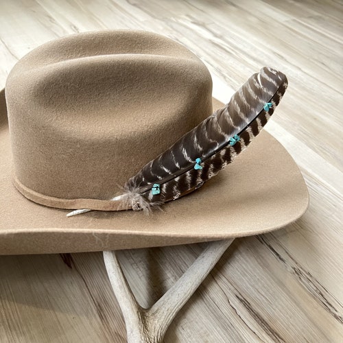 Turkey Feather Cowboy Hat Feathers Turquoise Beaded Hat - Etsy
