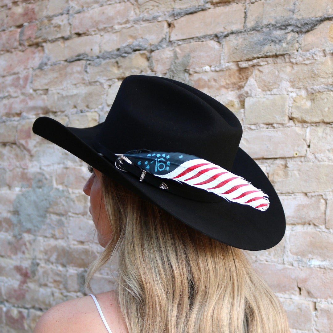 Western Hat Feather With 76 Bennington American Flag - Etsy