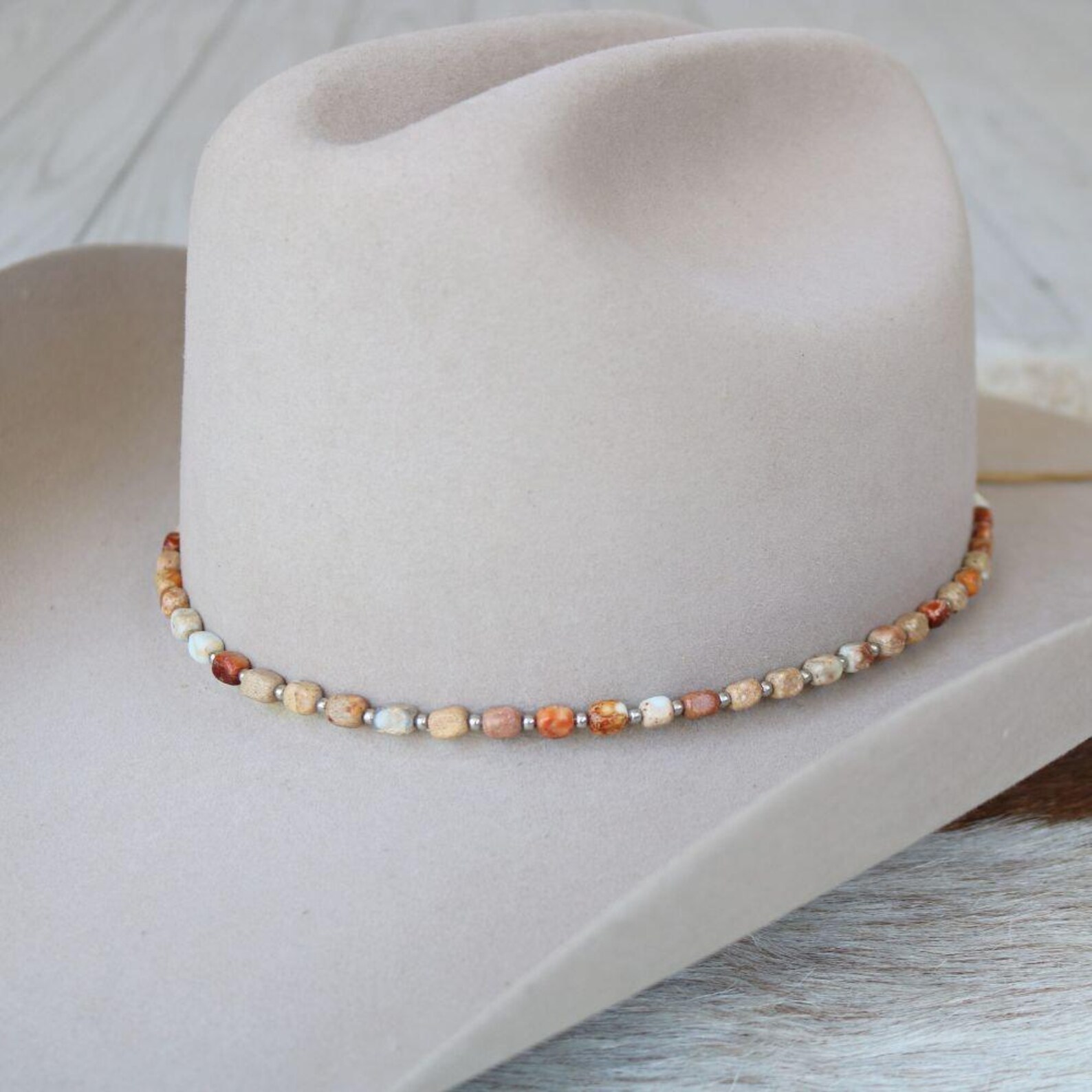 Chunky Brown Jasper Stone Hat Band - Levi - Etsy