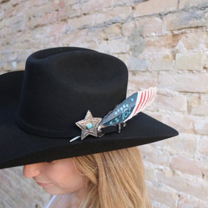 Western Hat Feather With 76 Bennington American Flag - Etsy