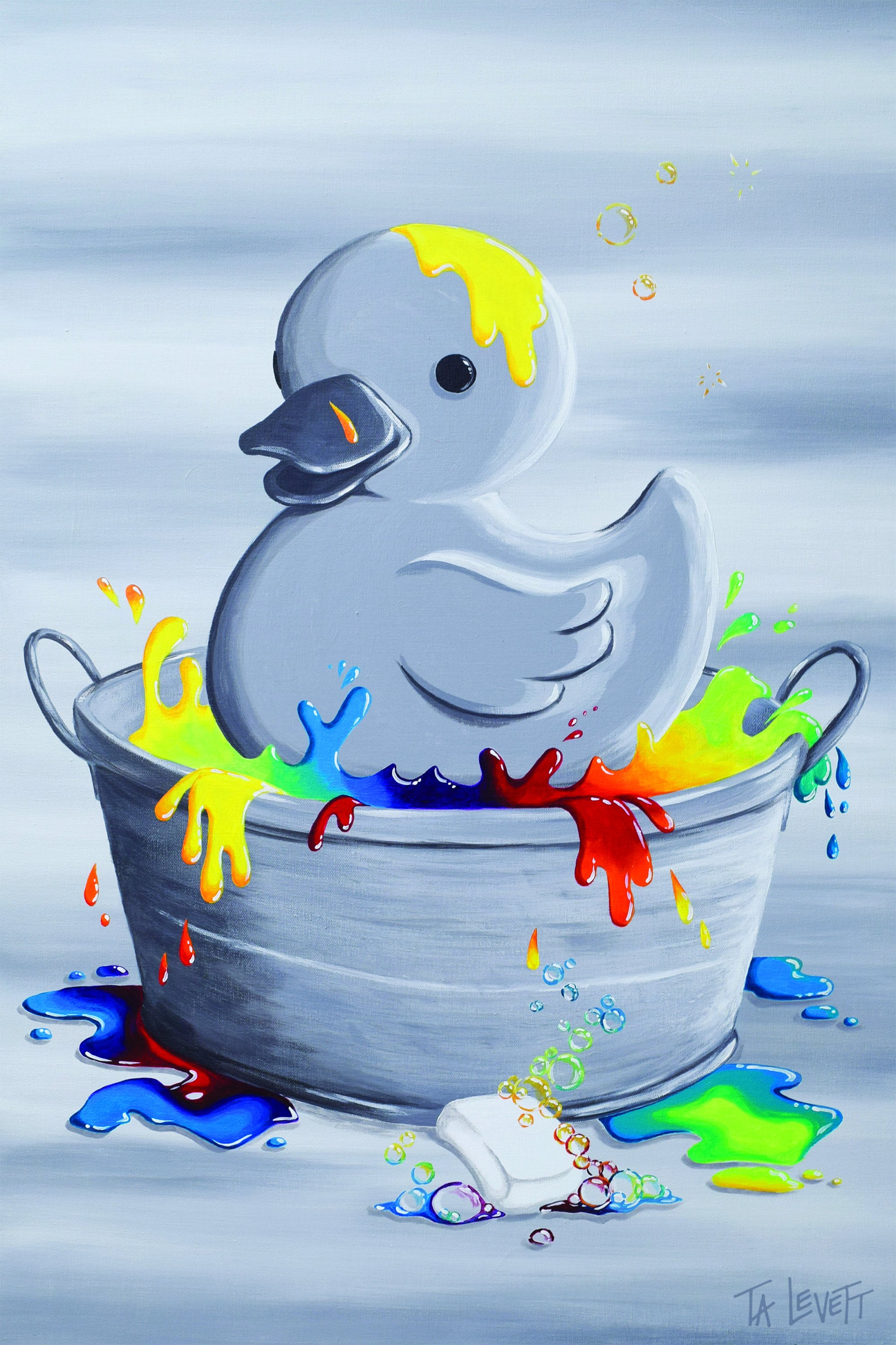 Just Ducky, Rubber Duck in a Bath, Splash of Color, Art Print - Etsy