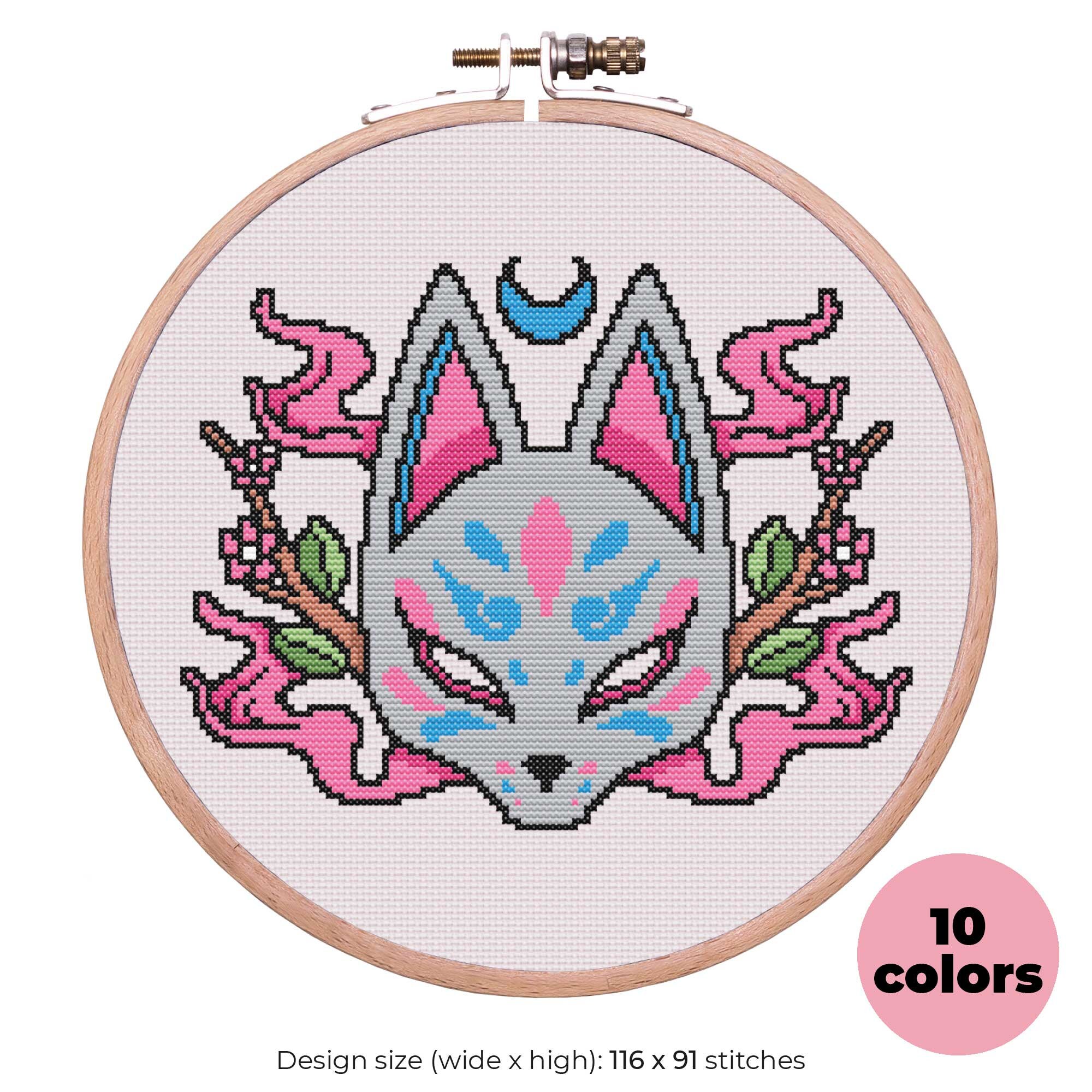 Kitsune Mask Cross Stitch Pattern Einfache Kreuzstich - Etsy