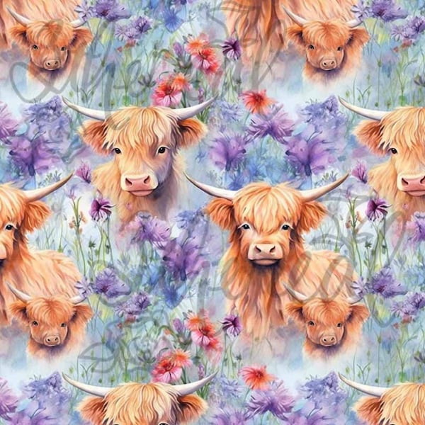 Highland Cow Fabric by the Yard - Etsy