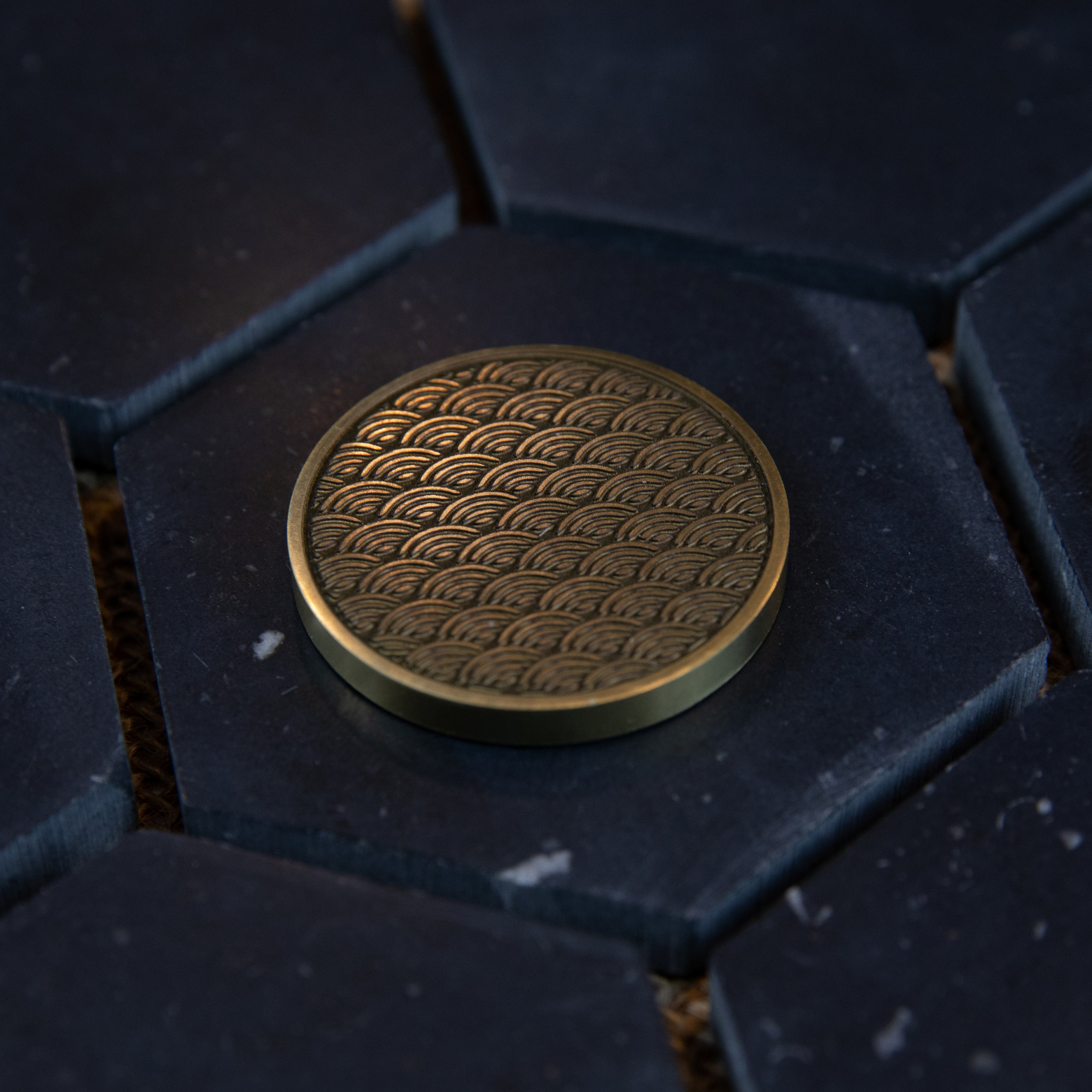 Japanese Wave Haptic Brass Coin - Etsy