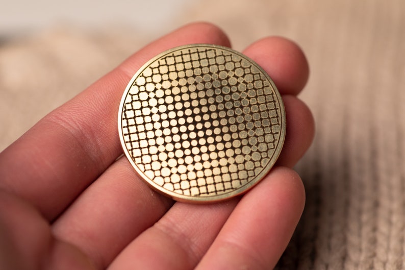 Geometric Haptic Brass Coin, EDC, Worry Coin, Fidget Coin, Haptic Coin ...