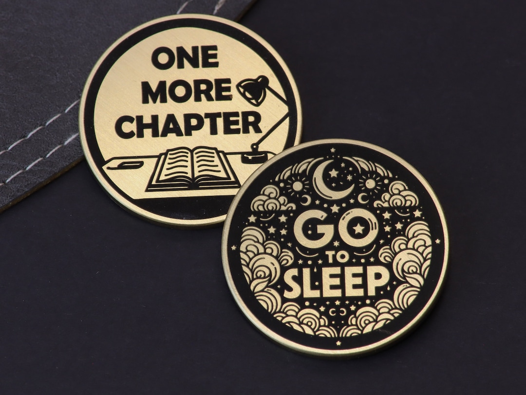 Flip Coin, One More Chapter Vs. Go to Sleep, Decision Coin, Bookworm Gift, Christmas Gift ...