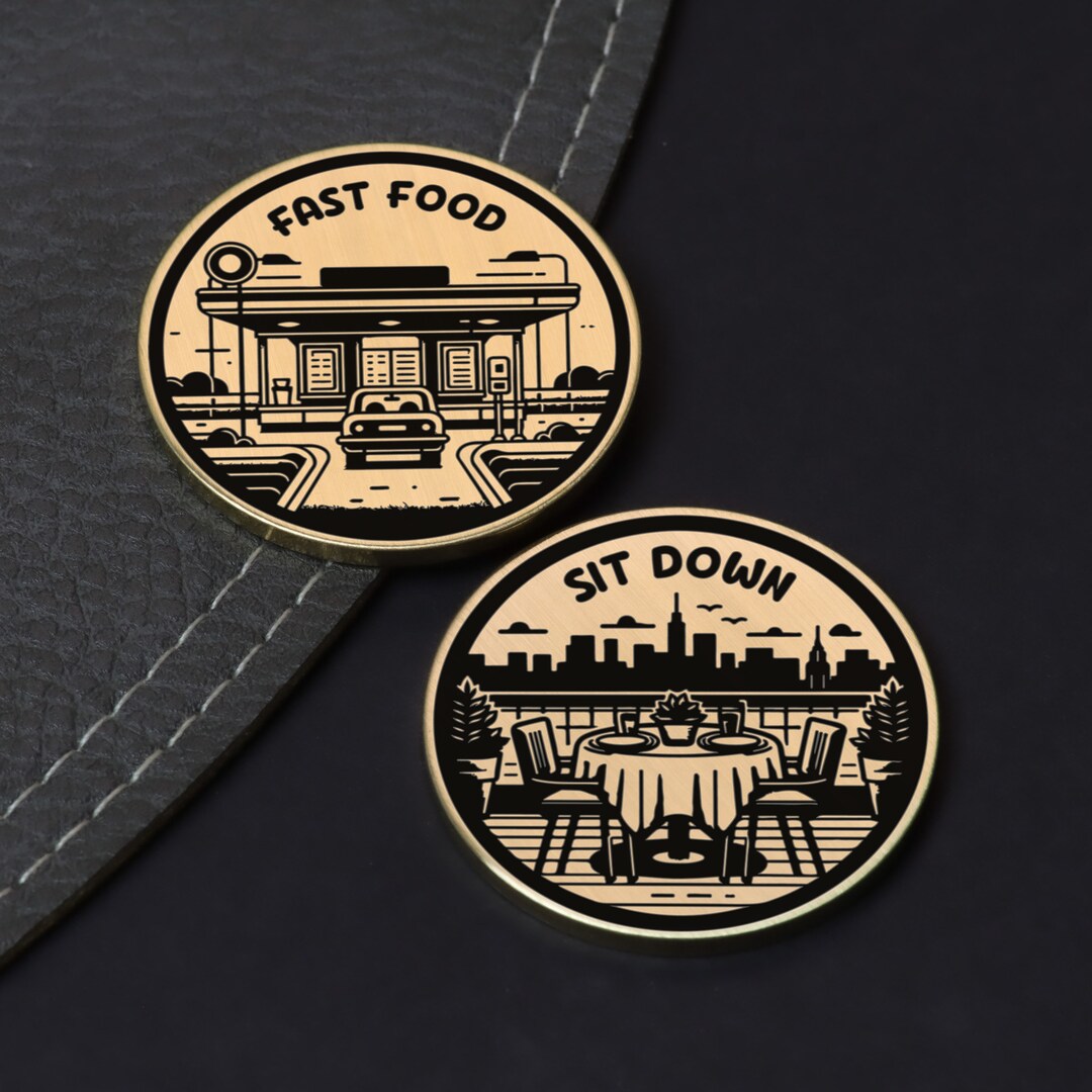 Fast Food Vs. Sit Down - Restaurant Decision Coin - Couples Gift ...