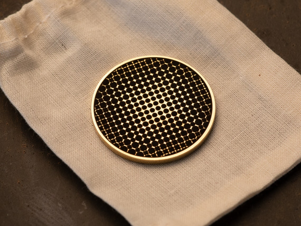 Geometric Haptic Brass Coin EDC Worry Coin Fidget Coin | Etsy