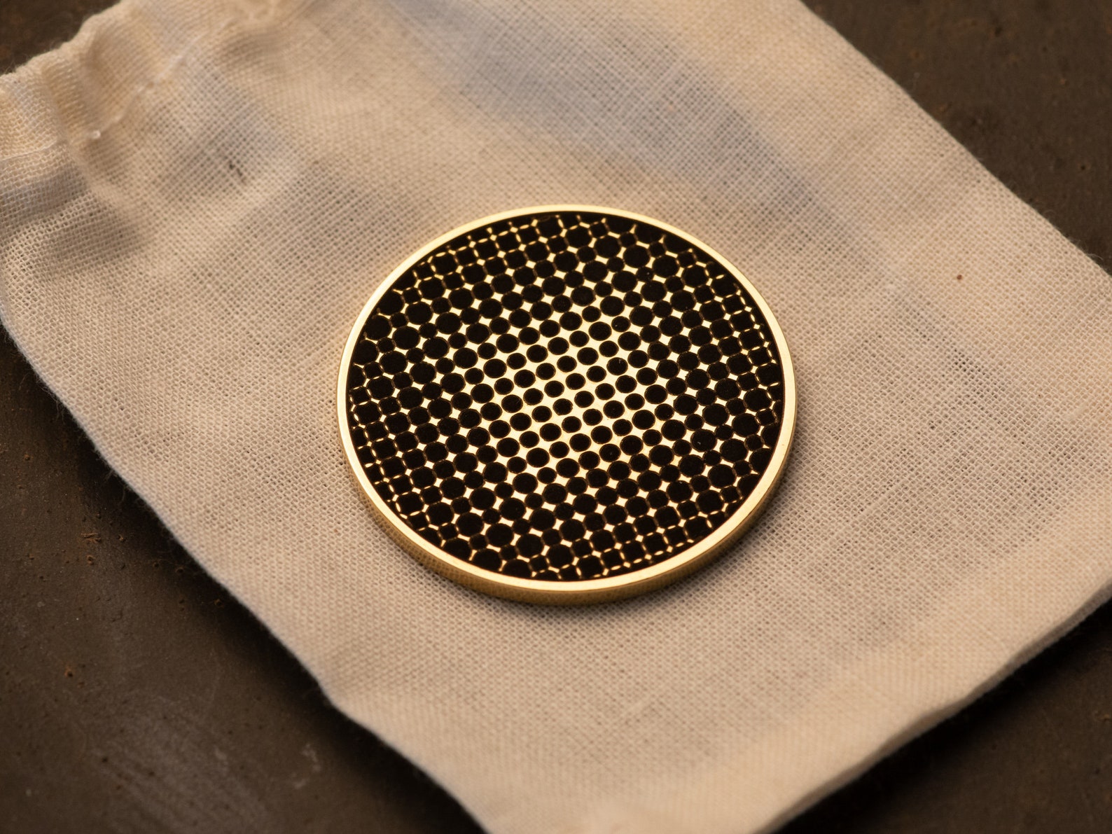 Geometric Haptic Brass Coin, EDC, Worry Coin, Fidget Coin, Haptic Coin ...