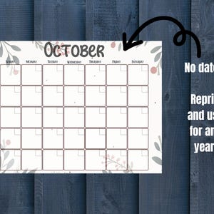 Monthly Calendar Printable Cute 12 Month Calendar Any Year Calendar ...