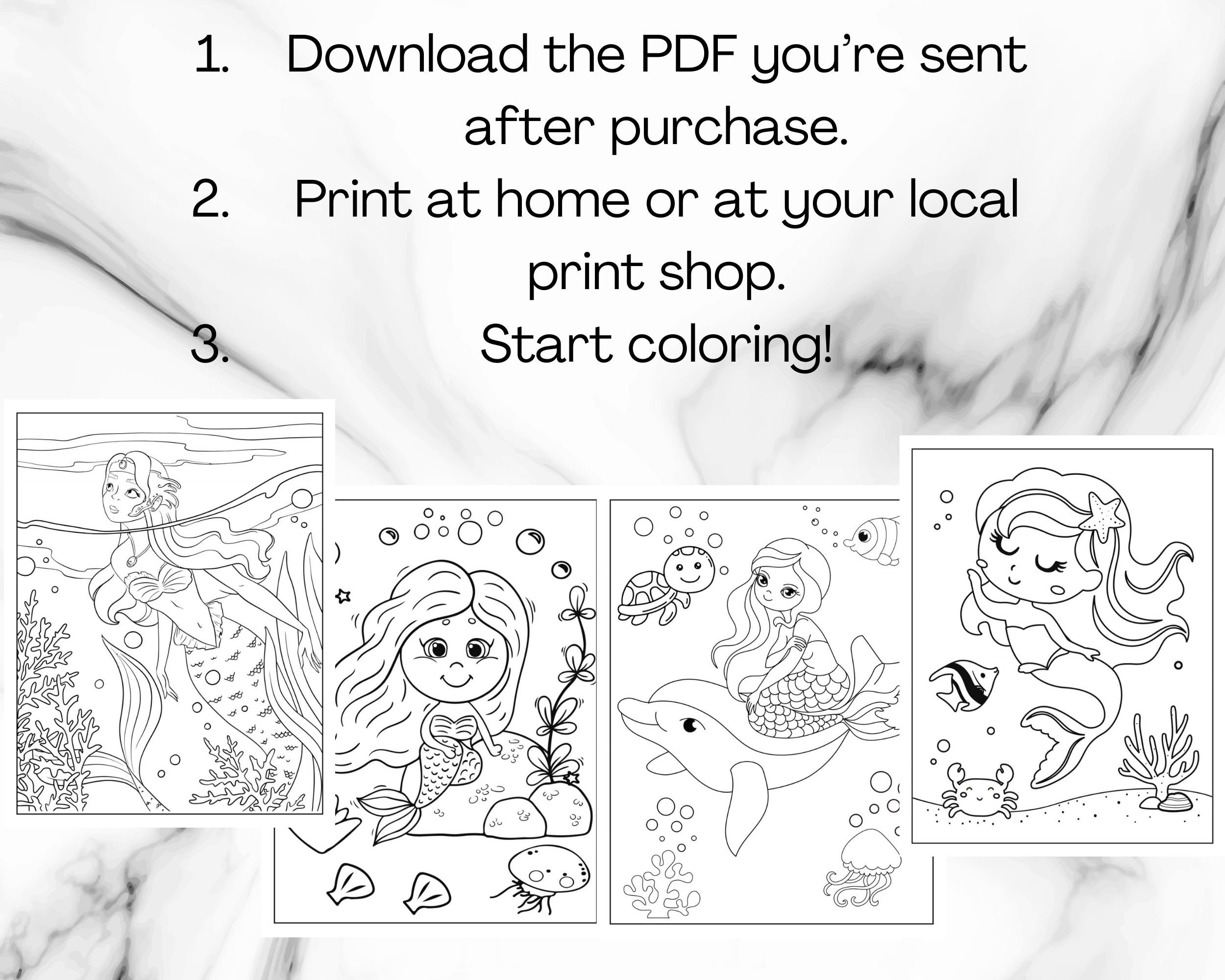 Mermaid Coloring Book 50 Coloring Pages Mermaids Coloring Book ...