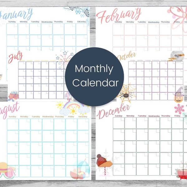 12 Month Calendar - Etsy