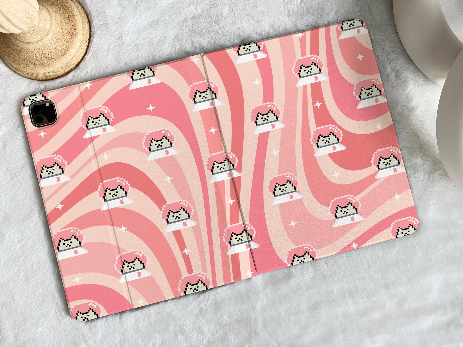 Pink Cat Painting iPad Case, New iPad Pro 11" 13"case 2024 iPad 10.9 ...