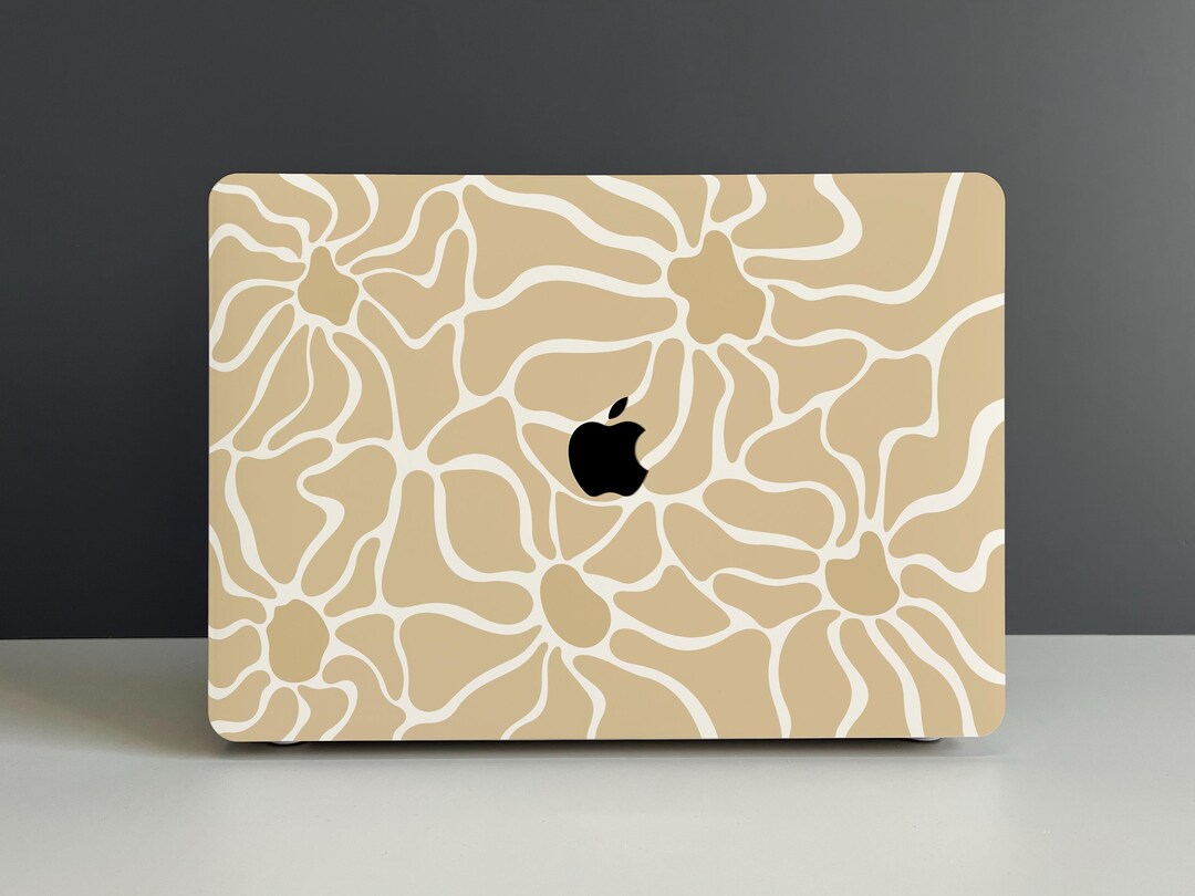 Beige Flower Art Hard Cover MacBook Case, MacBook Pro 16 MacBook M1 M2 ...