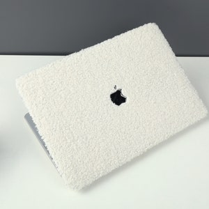 Plush White Leather MacBook Case, MacBook Pro 14 2021, MacBook M1 Pro ...