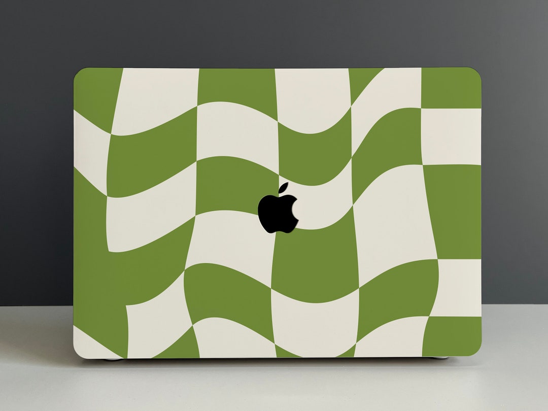 Fresh Green Wavy Checkerboard Hard Cover MacBook Case, MacBook Pro 14 ...