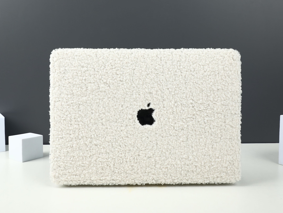 Plush White Leather MacBook Case, MacBook Pro 14 2021, MacBook M1 Pro ...