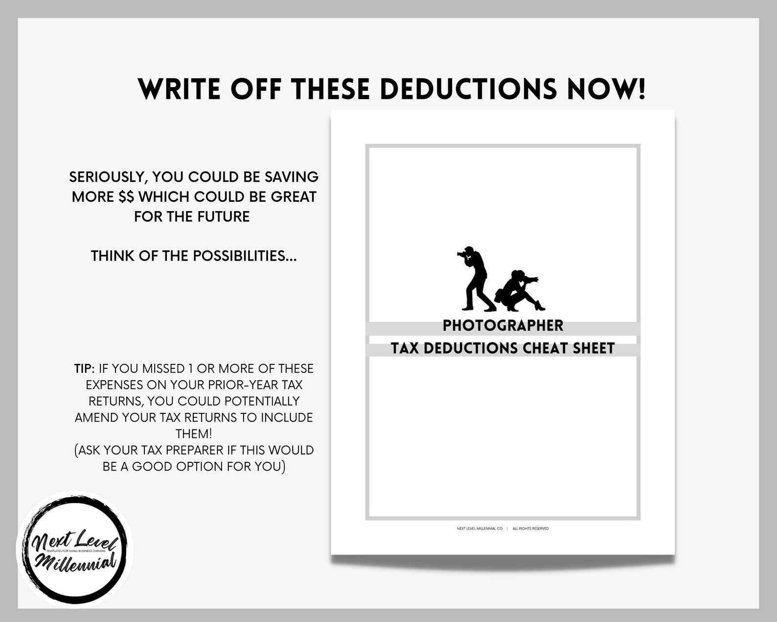 Photographer Photography Business Tax Cheat Sheet - Etsy