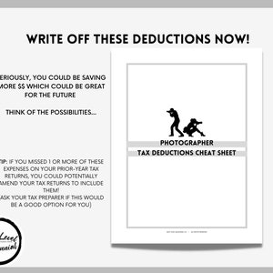 Photographer Photography Business Tax Cheat Sheet - Etsy