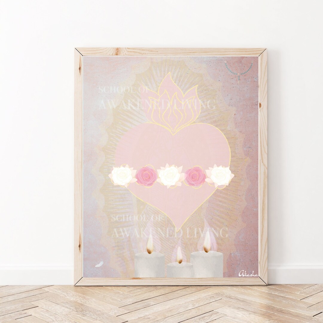 Divine Mother Sacred Heart Art Print: Lotus Rose Protection (digital ...