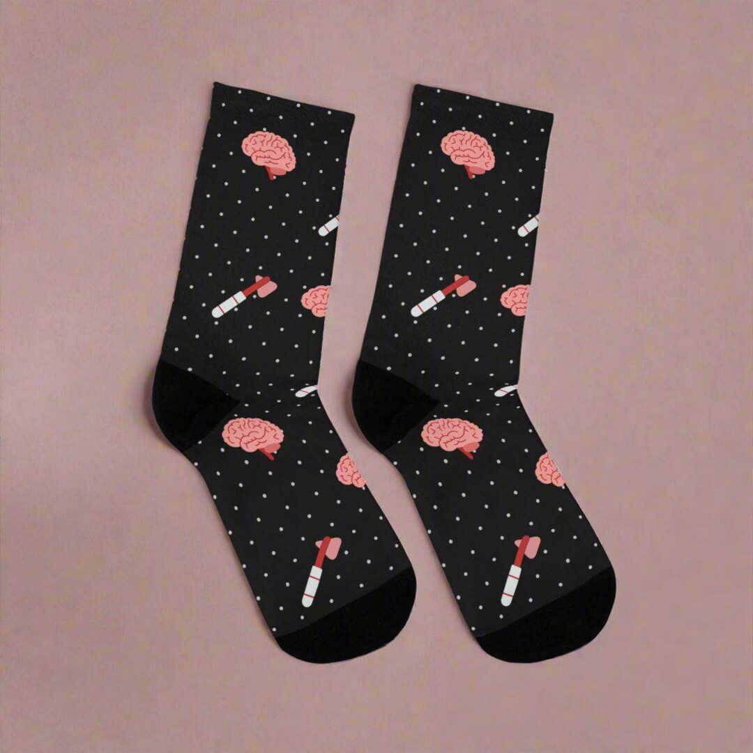 Neurologist Socks, Gift for Doctor, Brain & Reflex Hammer Socks ...