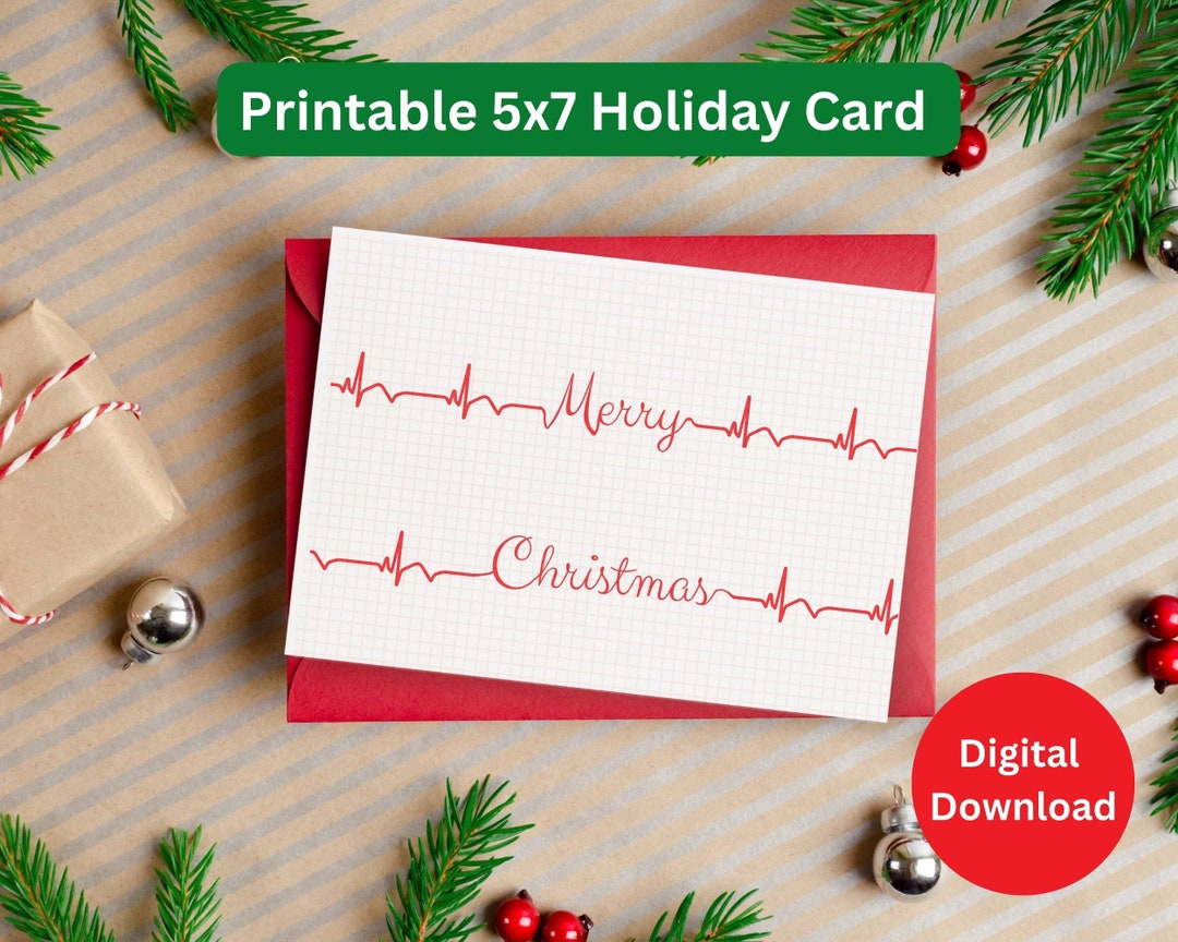 Medical Cardiology Christmas Card, EKG, Gift for Cardiologists, Nurses ...