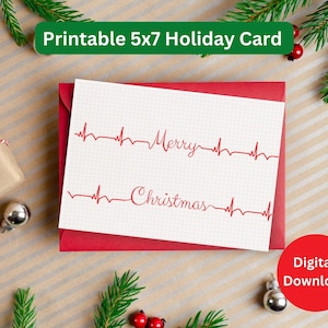Medical Cardiology Christmas Card, EKG, Gift for Cardiologists, Nurses ...