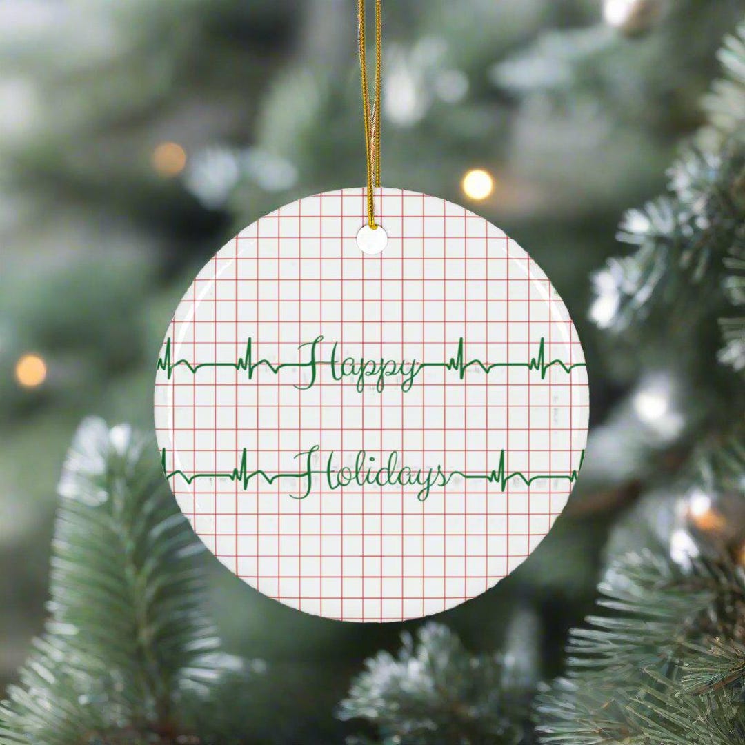 Cardiology Christmas Ornament - Heartbeat "happy Holidays" Doctor Gift ...
