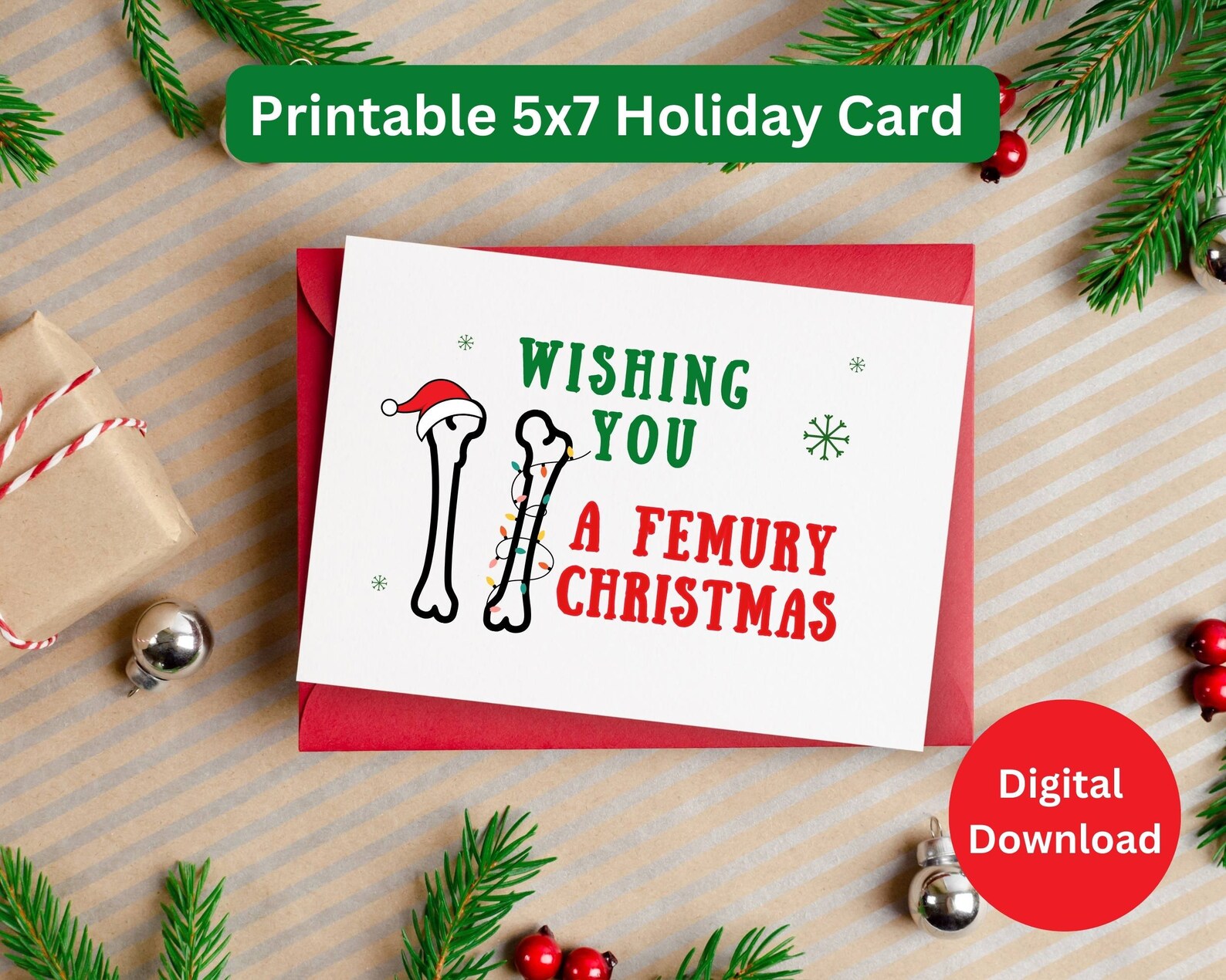 Funny Orthopedic Christmas Card, Surgeon Holiday Gift (digital Download ...