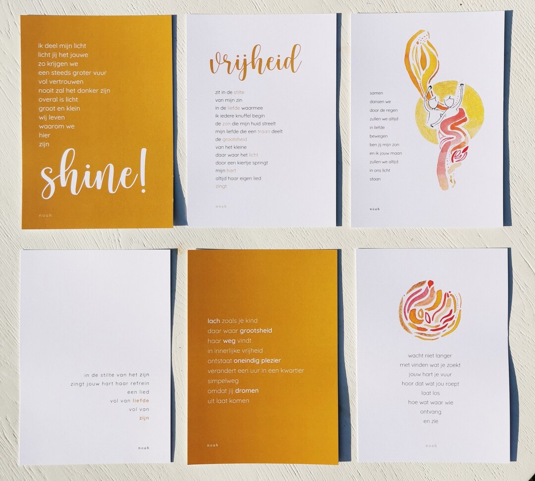 Mini Poster Set A5 Poem & Illustration 'lines Full of Light' - Etsy Canada