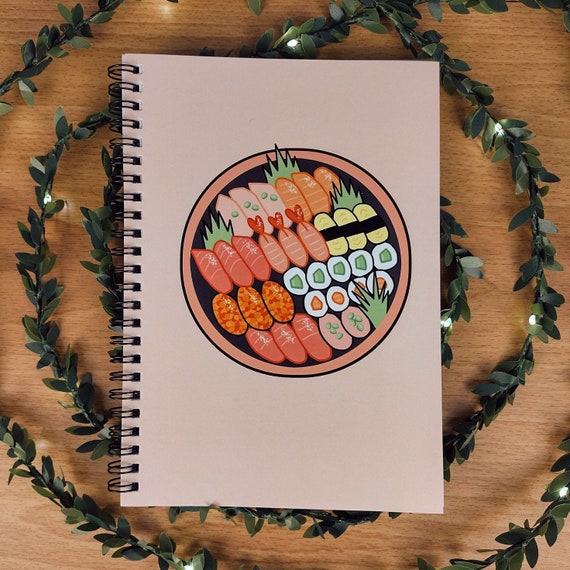 Sushi Kawaii Spiral Notebook Japanese Food Cute Journal | Etsy