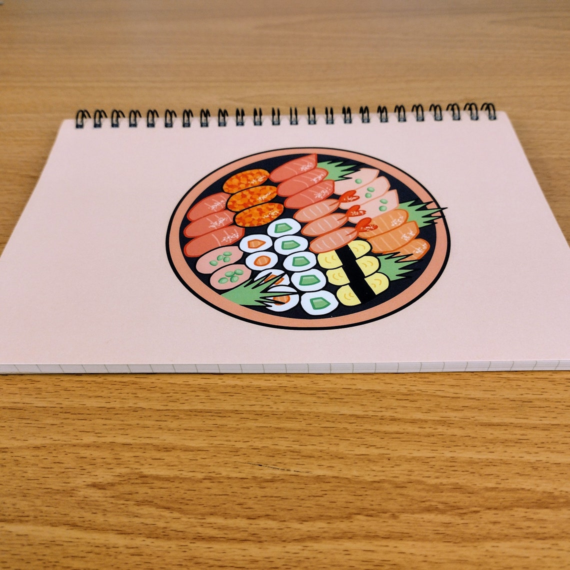 Sushi Kawaii Spiral Notebook, Japanese Food Cute Journal, Peach Pink ...