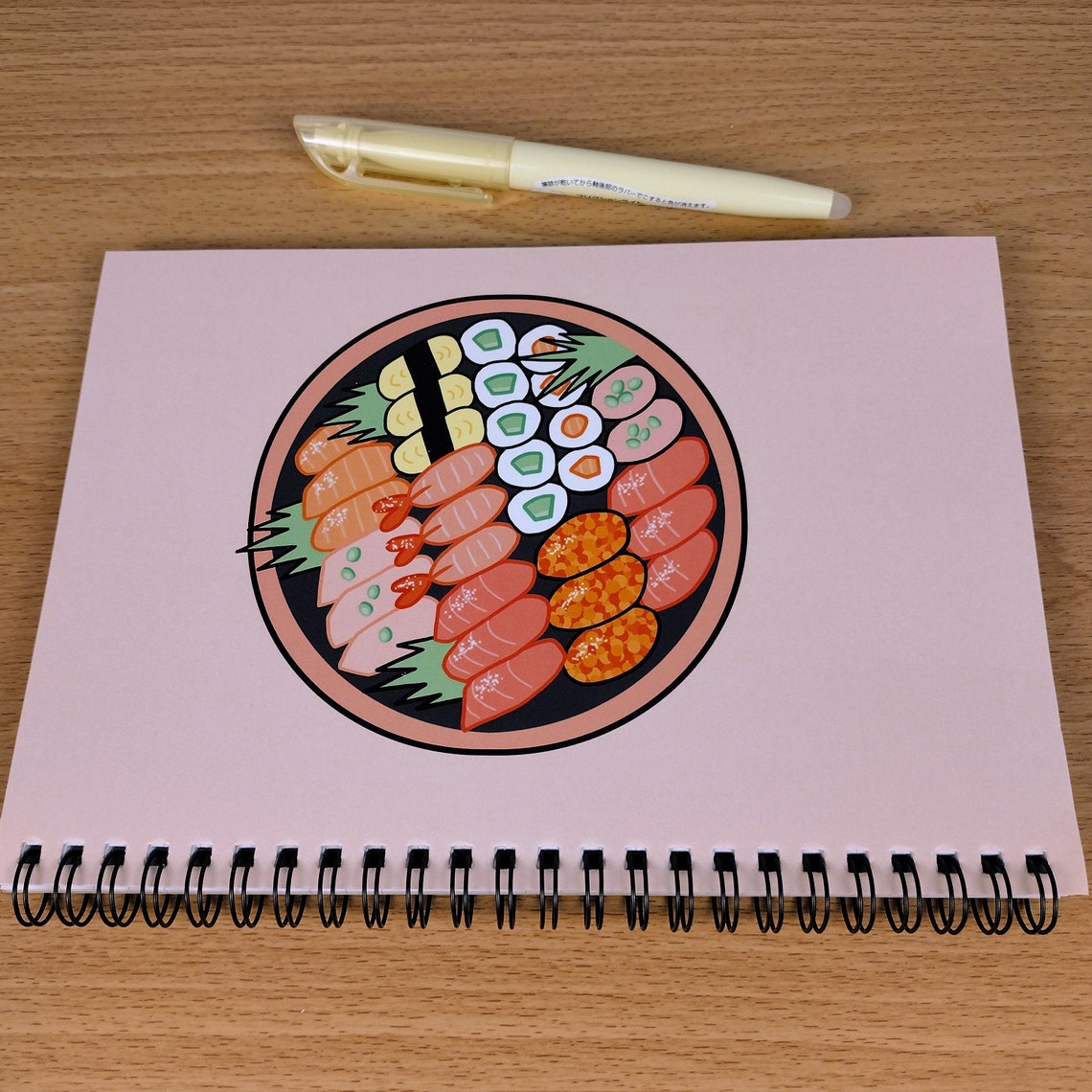 Sushi Kawaii Spiral Notebook, Japanese Food Cute Journal, Peach Pink ...