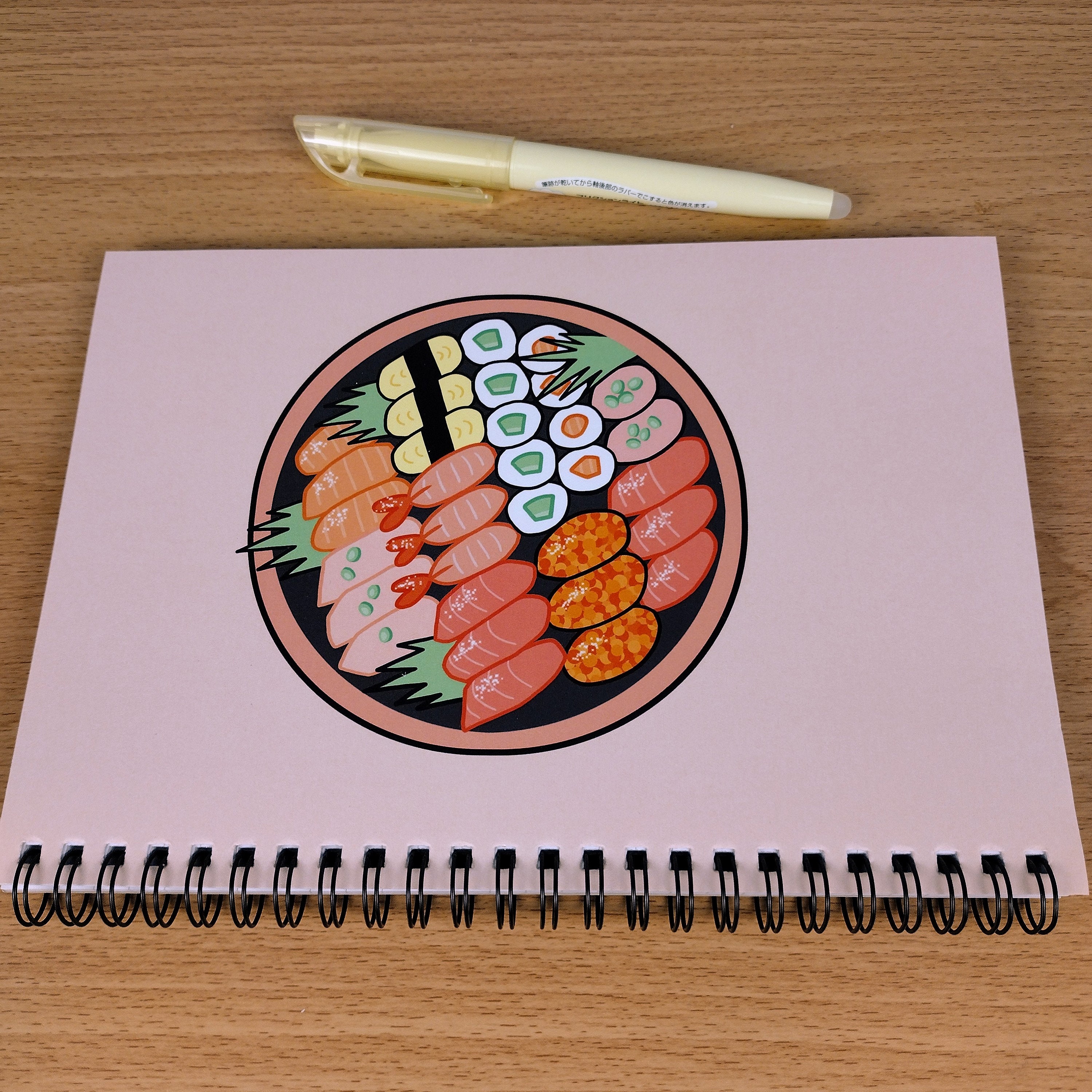 Sushi Kawaii Spiral Notebook, Japanese Food Cute Journal, Peach Pink ...