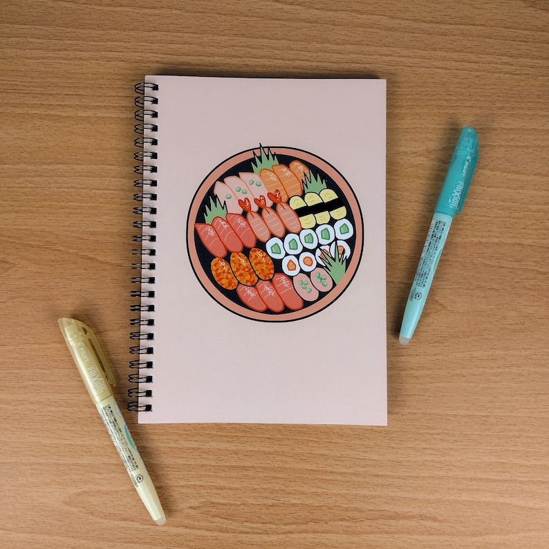 Sushi Kawaii Spiral Notebook Japanese Food Cute Journal | Etsy