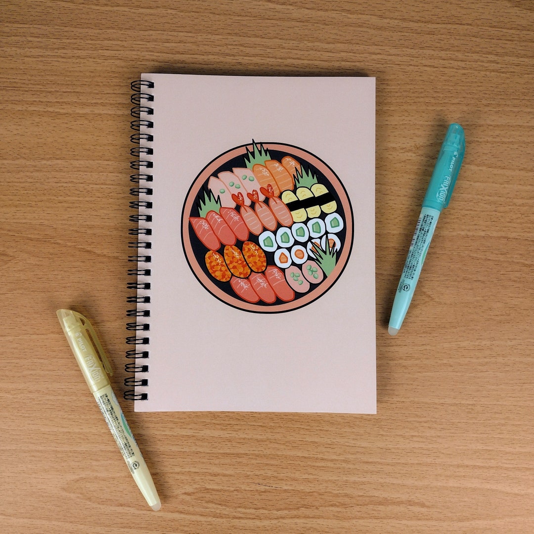 Sushi Kawaii Spiral Notebook, Japanese Food Cute Journal, Peach Pink ...