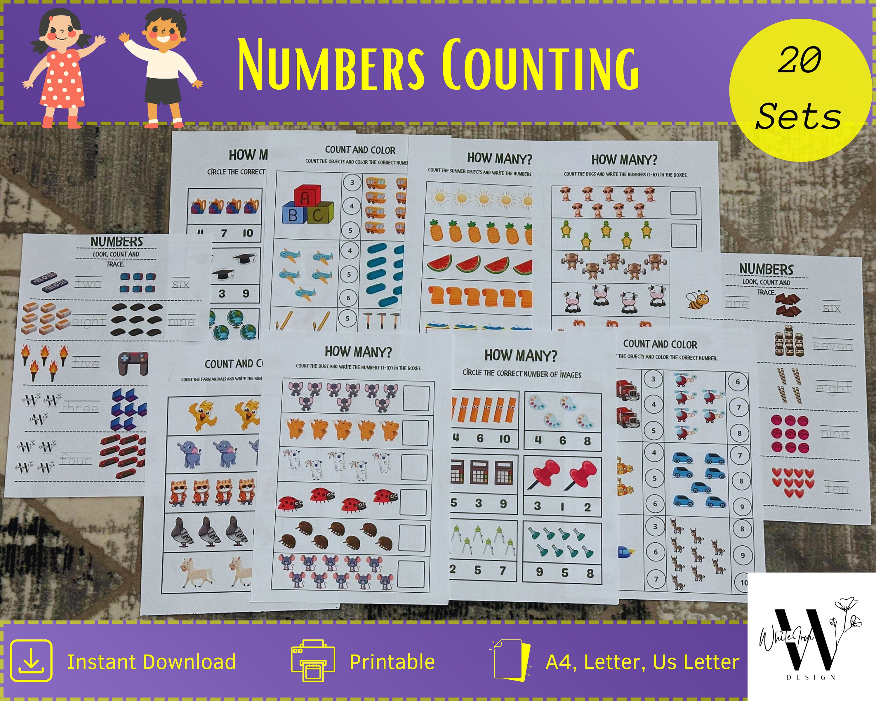 Montessori Counting Activity Game for Home School, Autism and Toddlers ...