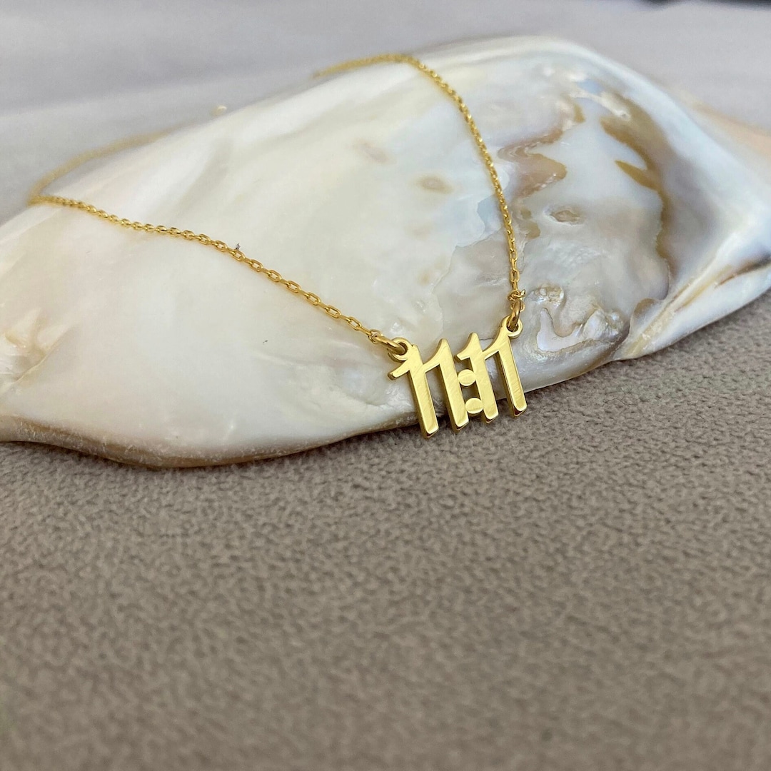 14K Solid Gold 11:11 Necklace, Angel Number Necklace, 1111 Necklace ...