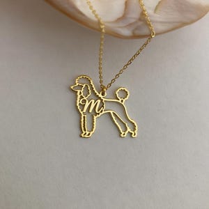 14K Gold Custom Poodle Necklace: Personalized Dog Initial Pendant - Etsy