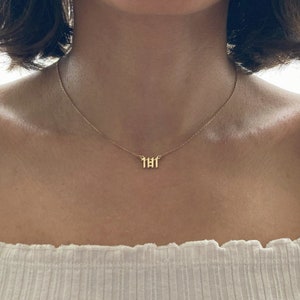 11:11 Angel Number Necklace 14K Solid Gold, Make a Wish Necklace ...