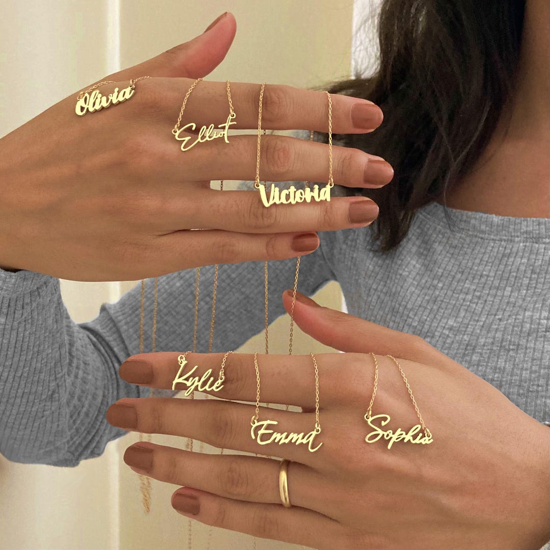 14K Gold Personalized Name Necklace: Sterling Silver Custom Jewelry ...