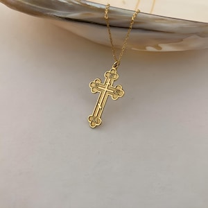 14K Gold Orthodox Cross Necklace: Byzantine IC XC Pendant - Etsy