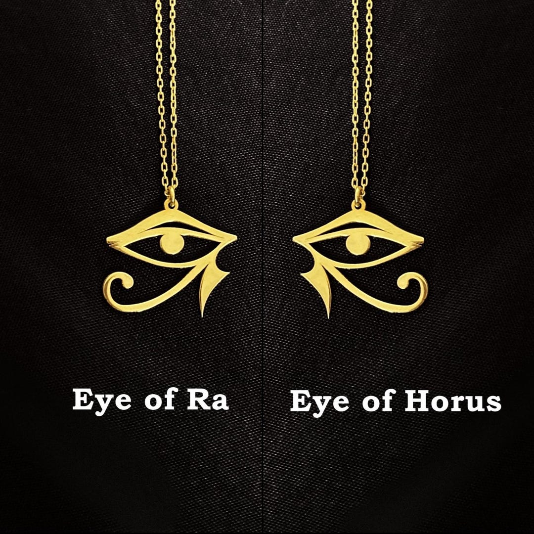 14K Solid Gold Eye of Ra/horus Necklace: Sterling Silver Sacred ...