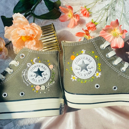 Custom Converse Chuck Taylor Embroidered Garden Flower/ - Etsy