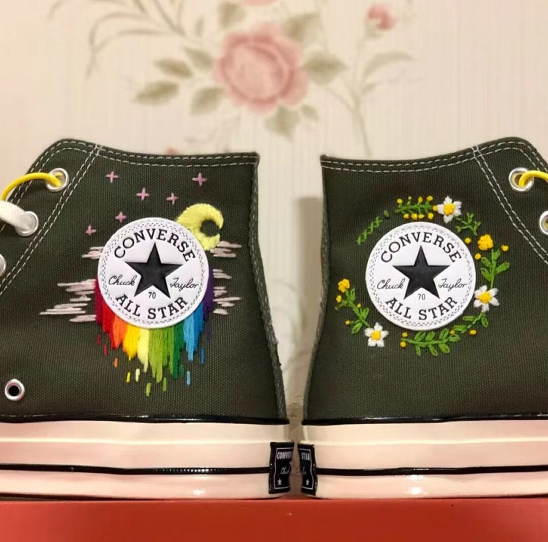 Converse Moon Hand Embroidery Shoes and Stars/converse Custom - Etsy