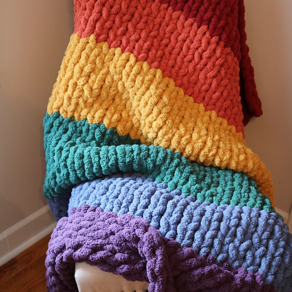Hand Knit Throw - Etsy